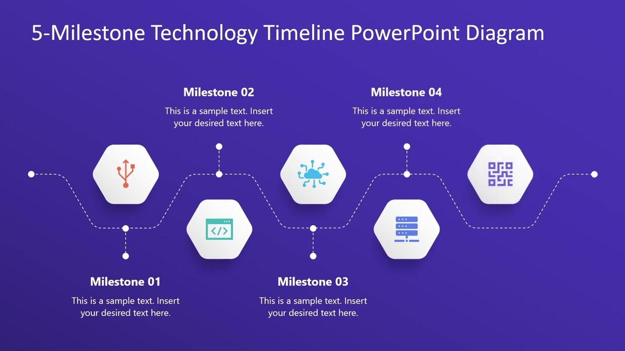 5-Milestone Technology Timeline PowerPoint Template