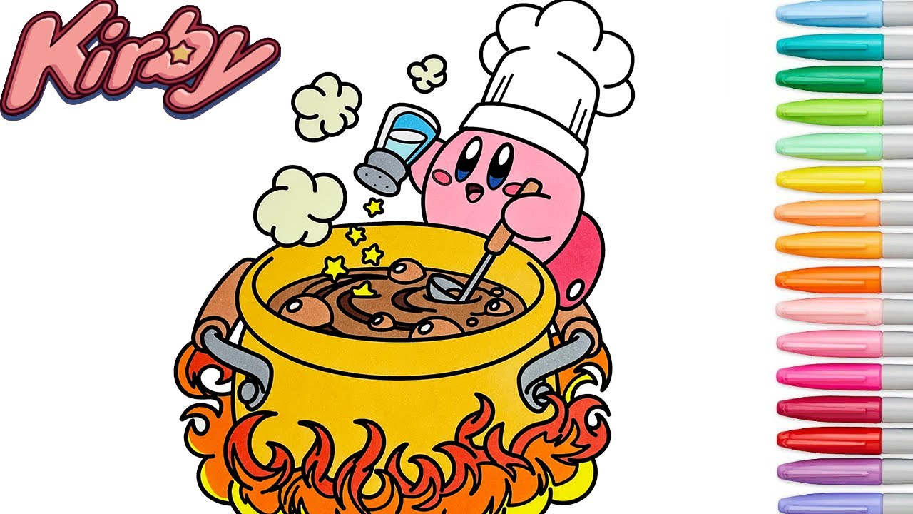 Kirby Coloring Book Pages Chef Cooking | Rainbow Splash