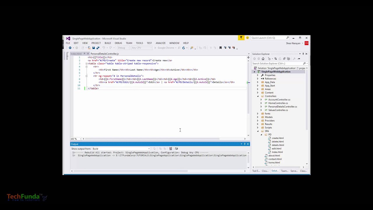 Developing Single Page Application using AngularJS - TechFunda