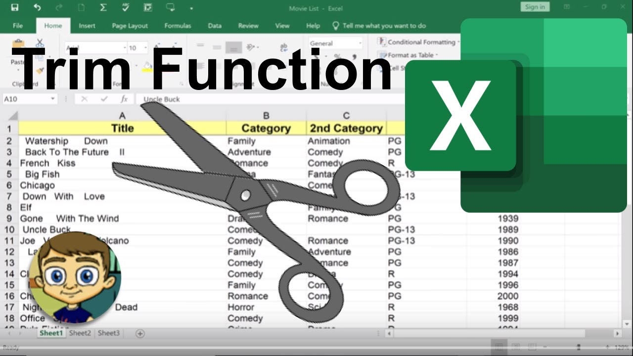 Using the Trim Function in Excel
