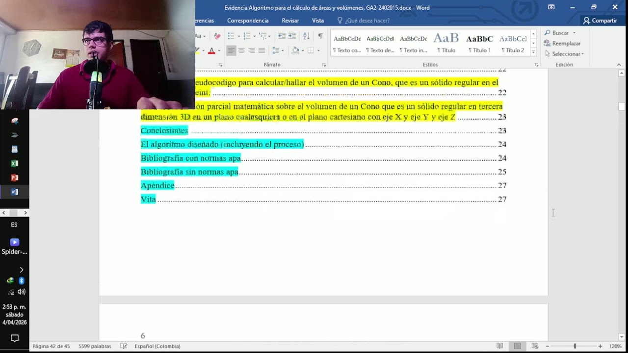 Evidencia Algoritmo para el cálculo de áreas y volúmenes. GA2-2402015