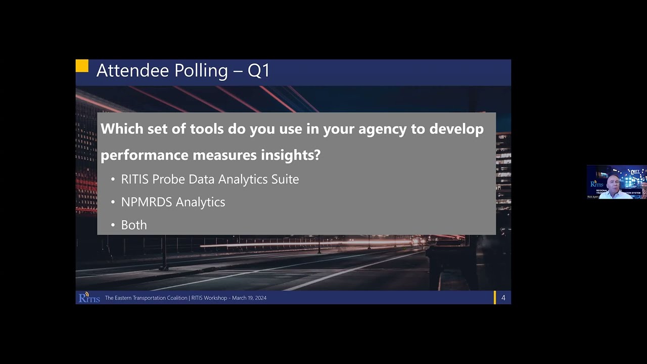 RITIS Workshop: Exploring Probe Data Analytics Suite Tools - March 19, 2024