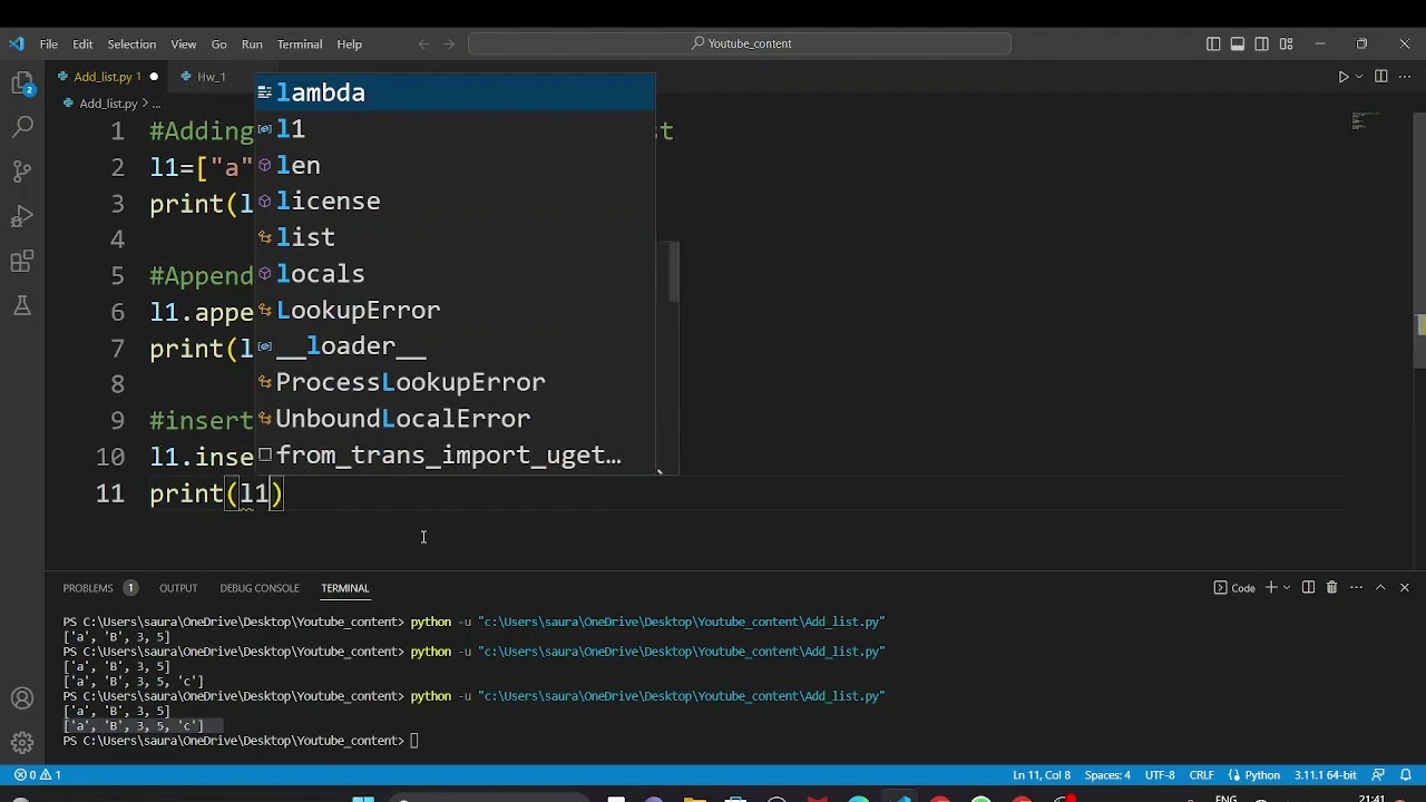 How to Add/Remove the element to the list  in PYTHON/ 