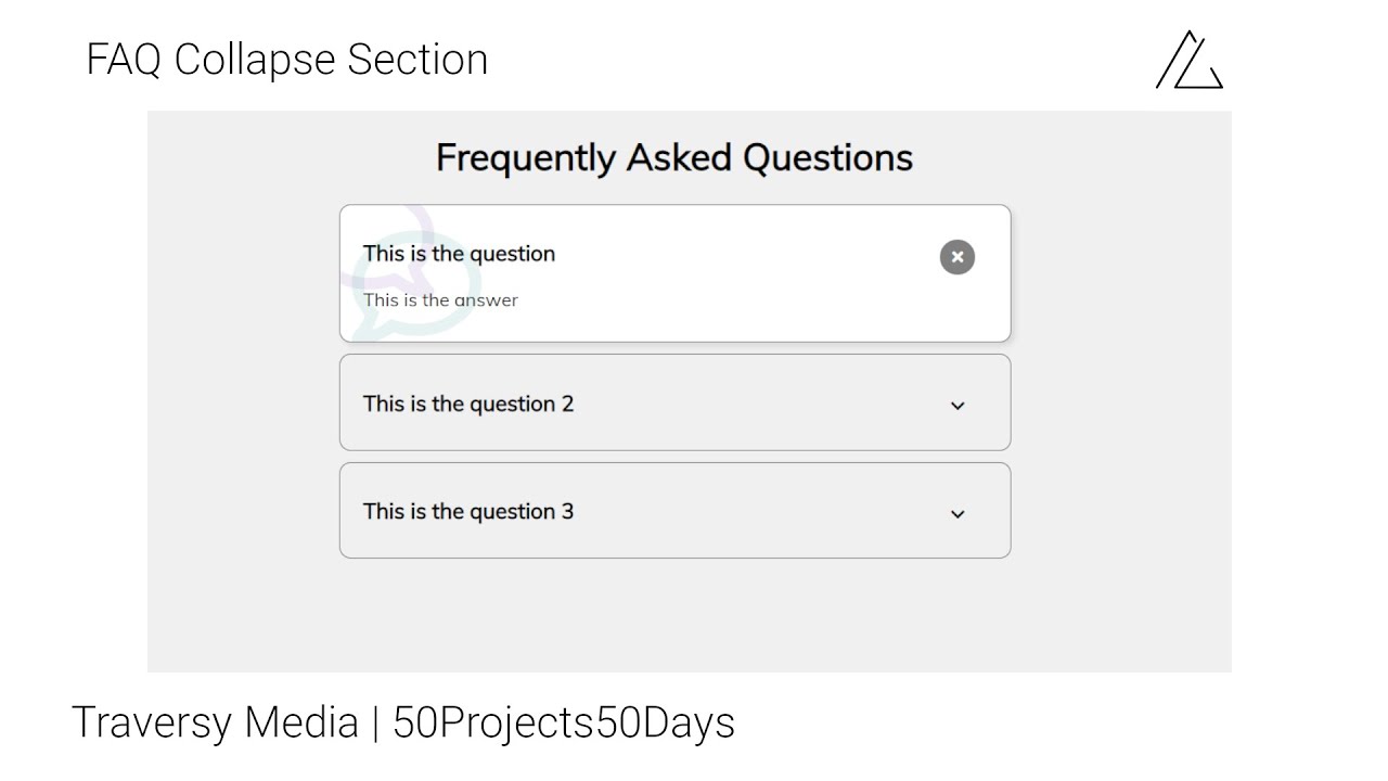 How to make a FAQ collapsible tab | Day 12 | HTML CSS JS | 50Projects50Days