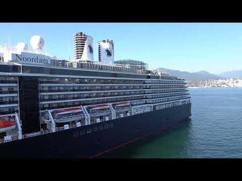 The cruise ship Noordam backing out of Canada Place in Vancouver