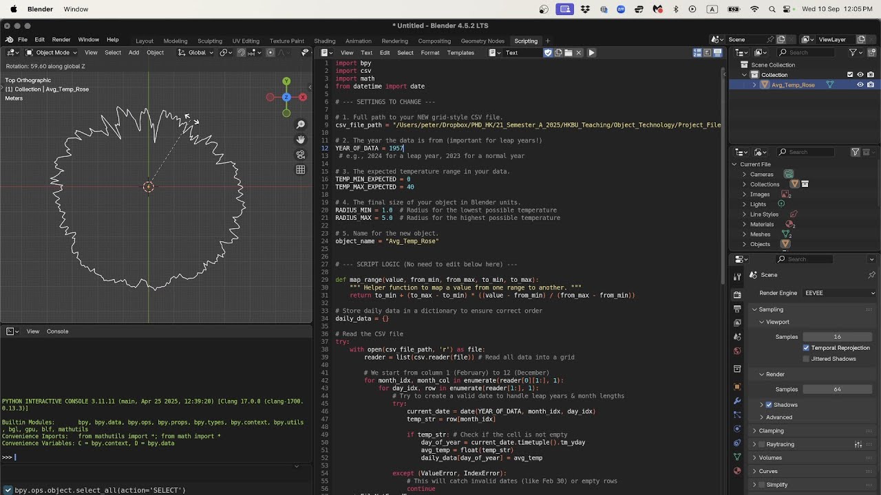 CSV to Curve in Blender via Python