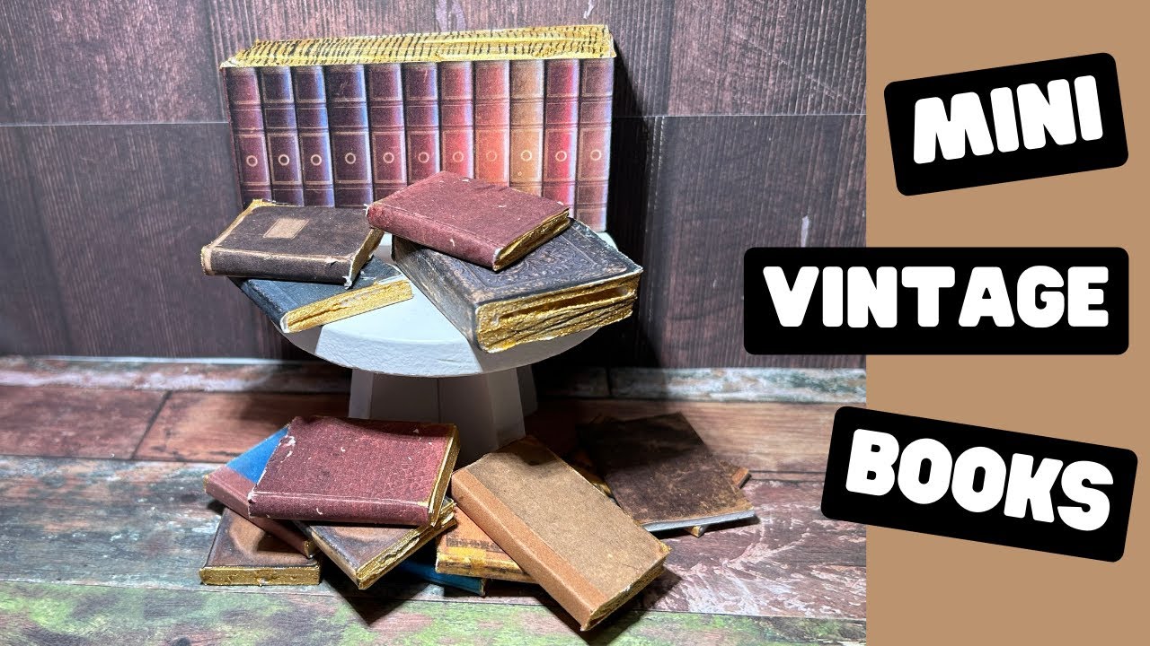 DIY MINI VINTAGE BOOKS for Barbie Dolls. Miniature Craft Tutorial. FREE printable book covers