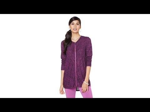 Serena Williams Marled Knit ZipFront Top