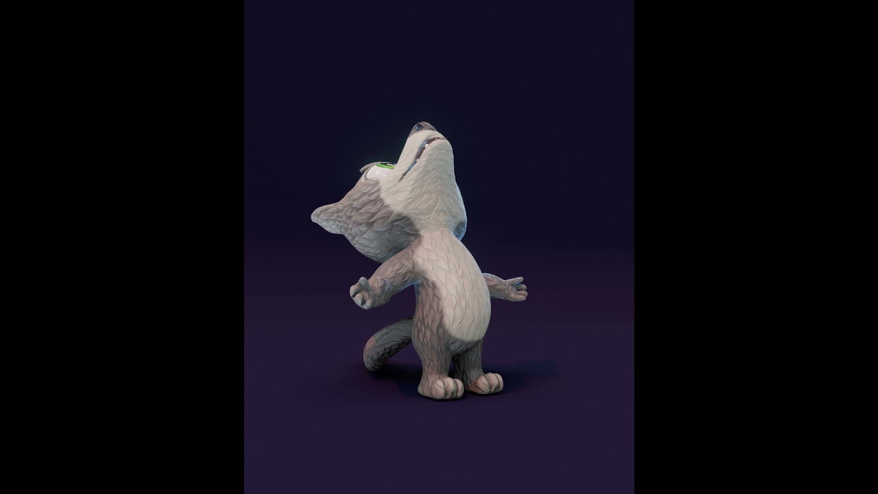 Cartoon Wolf Animated 3D Model