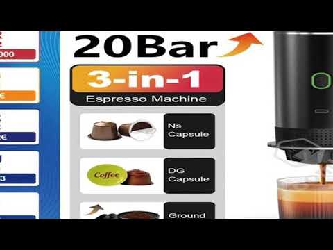 Wireless Electric Portable Espresso Coffee Machine for Car & Home Camping Coffee Maker 3-in-1 Capsul