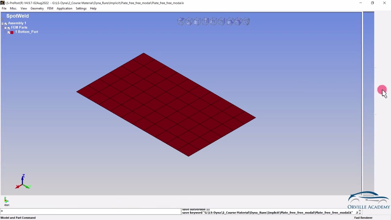 Deck Setup for Modal Analysis in LS-Dyna using LS-PrePost