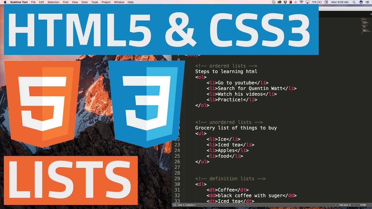 HTML5 and CSS3 beginner tutorial 6 - Lists