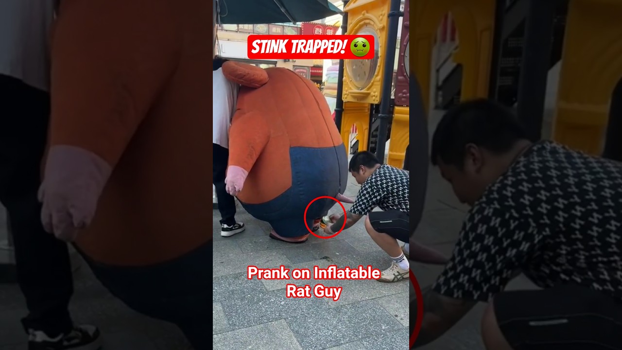 Pranking a Rat Costume Guy with BADBUD! 😂 (Watch Him Fly!) #Shorts