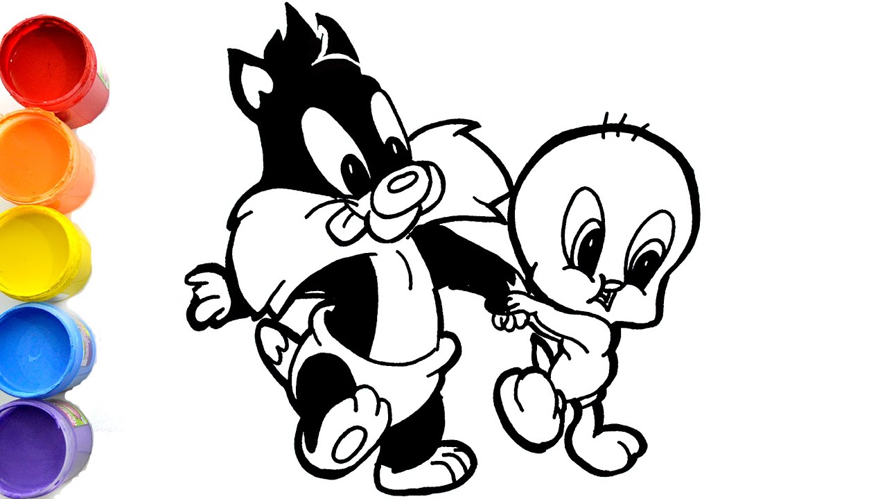 Drawings Looney Toons for children | Dibujos de Piolín y silvestre | How to draw Sylvester - Tweety