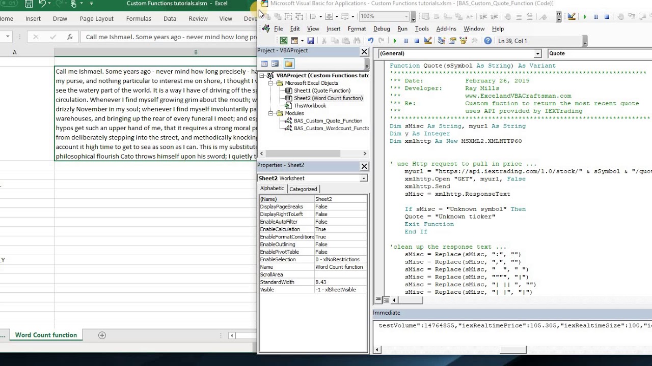 VBA Build a Custom Function Tutorials  2 examples are provided