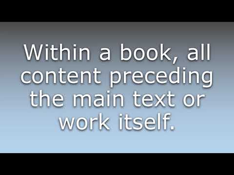 What does Front matter mean?