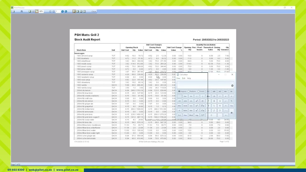 Raw Material Usage Report