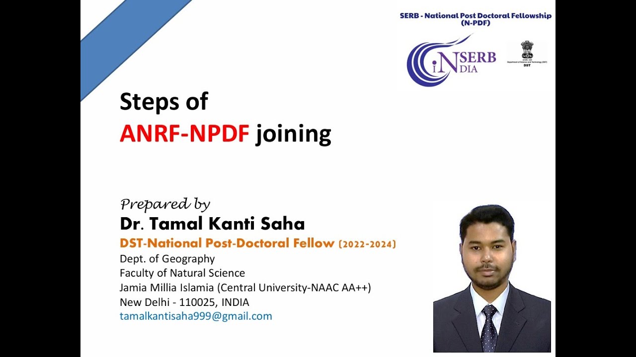 Steps of ANRF ll SERB ll DST ll NPDF joining