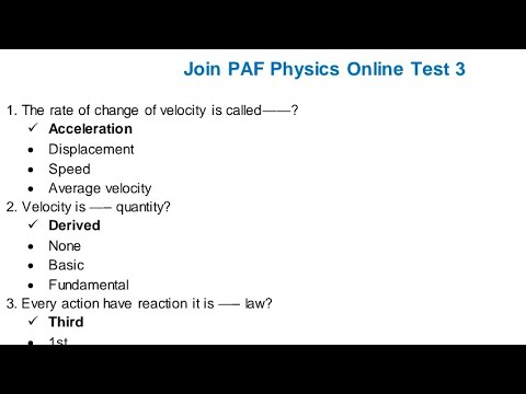 Most repeated physics questions for army, navy & airforce tests | Physics questions for PMA, PAF, PN
