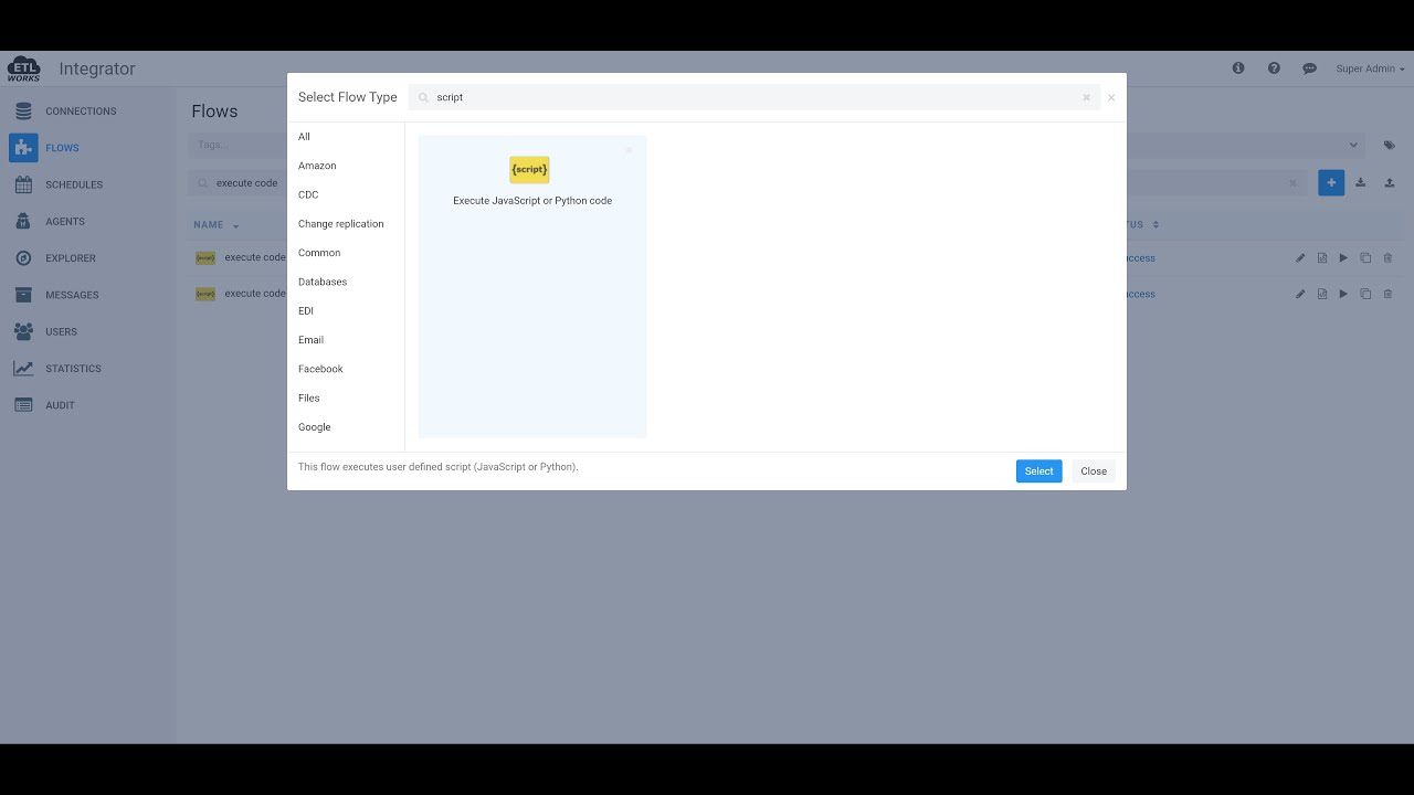 Execute JavaScript or Python code
