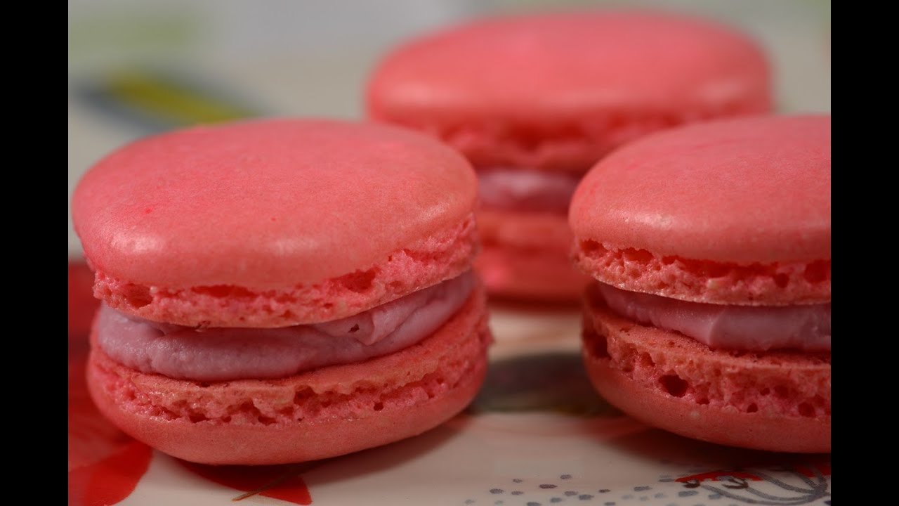 Raspberry Macarons Recipe Demonstration - Joyofbaking.com