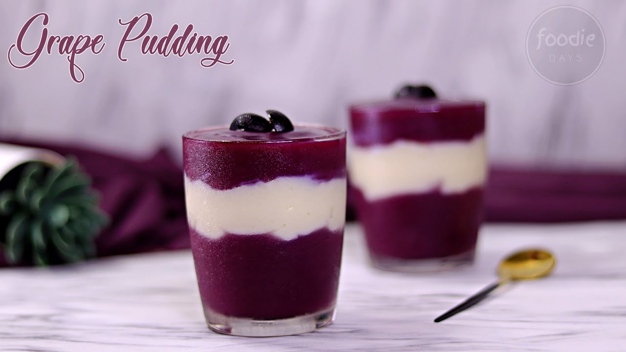 Grape Pudding | Grape and Vanilla Pudding | No Gelatin No China grass