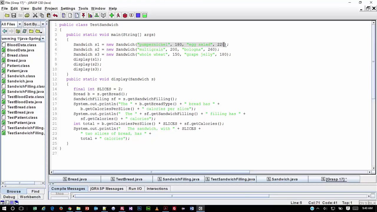 Java Programming 1 - Chapter 4 Exercise 5