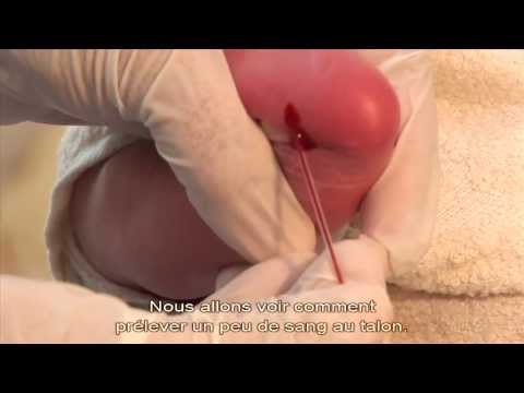 Faire une prise de sang au talon, légendes en Français