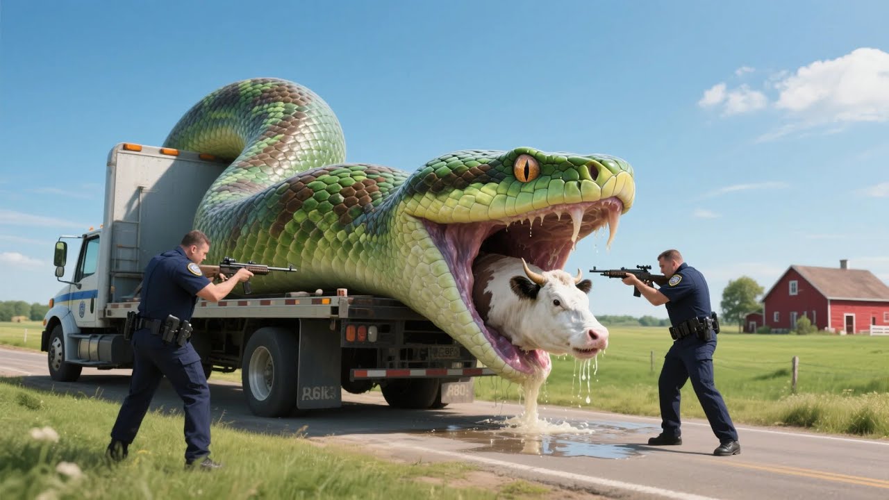 Terrifying Showdown: Giant Python Wraps Mother Cow — What Happens Next Is Unbelievable!