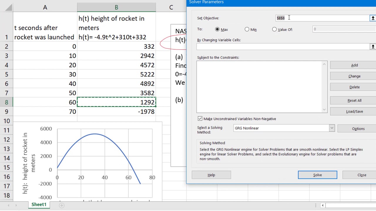 excel quadratic application