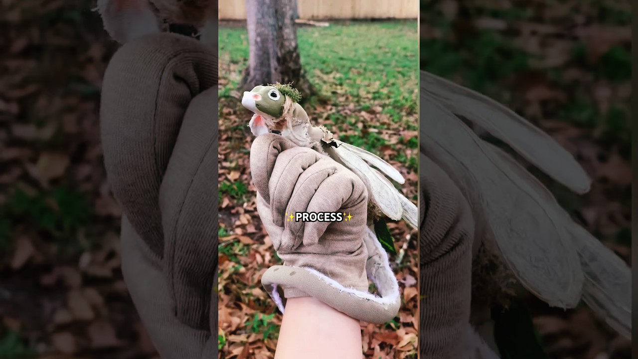 I MADE A DRAGON PUPPET!!🍄✨ #art #craft #dragon #dragonpuppets #diy #mushroom #artist #shorts