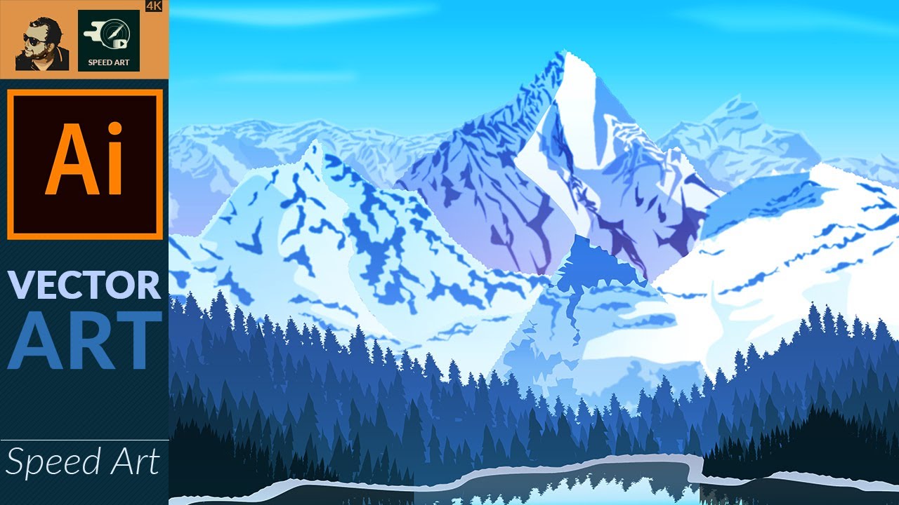 Vector Icy Mountain Scenery in Adobe Illustrator | Speed Art