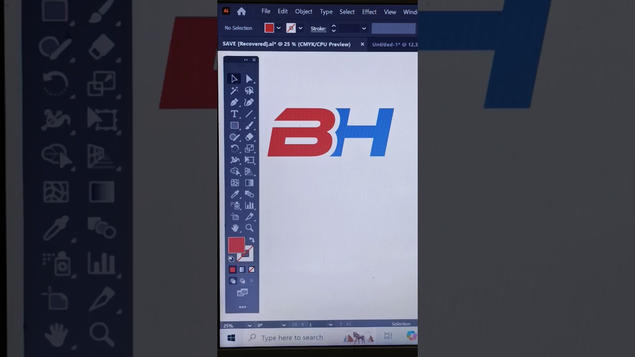 Initial BH Letter Logo Design In Adobe Illustrator || #shorts #shortviral #logodesgin #initial