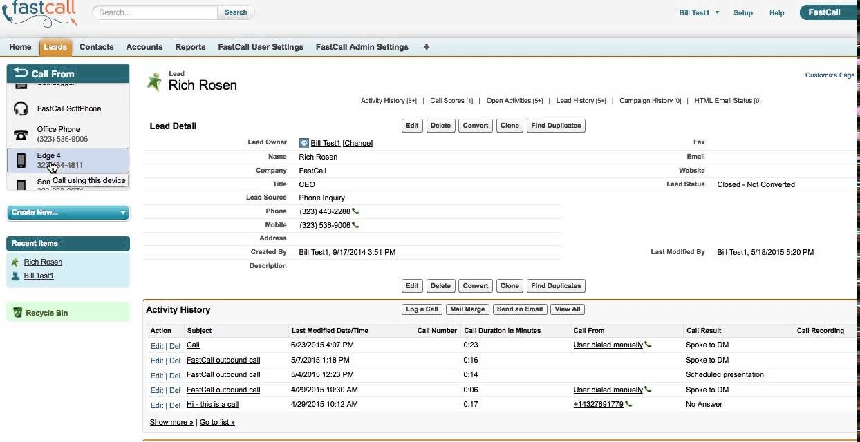 FastCall Salesforce-native Outbound Dialing Application