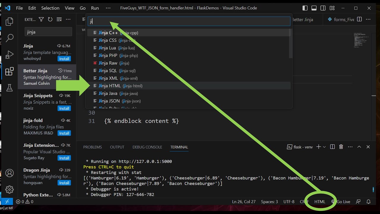 Python Flask WT-Forms: Choosing defaults among WTF choices and Jinja-HTML Select Language Mode