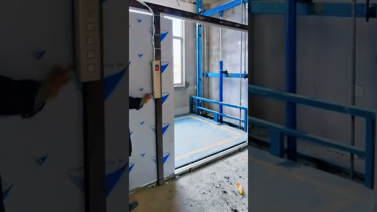 two stops guides rail cargo lift for materials handling in factories #goodslift #lift #warehouse