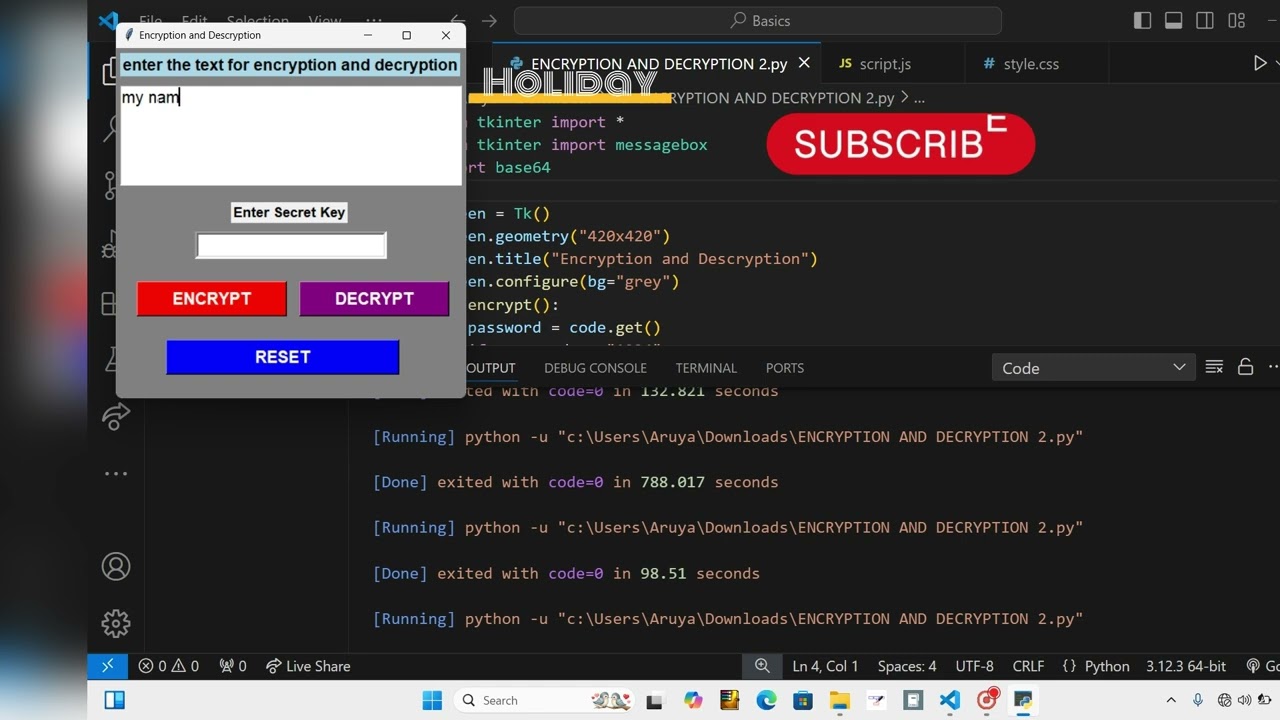 Learn Encryption & Decryption in python | Simple & Effective. #python #programming #codingtutorial