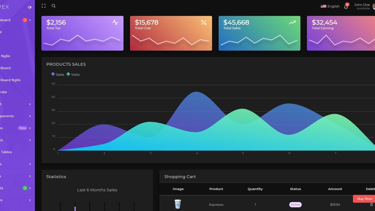 Apex Angular admin template | angular 9 admin template