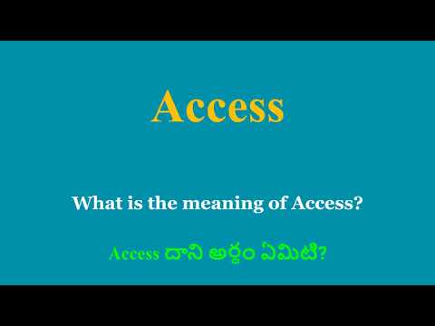 Access meaning in Telugu | Access దాని అర్థం ఏమిటి | daily use English words