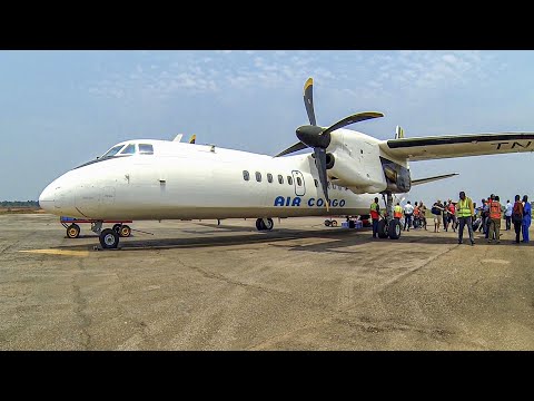 Congo, takeoff and landing, Brazzaville to Ouesso, Xian MA60