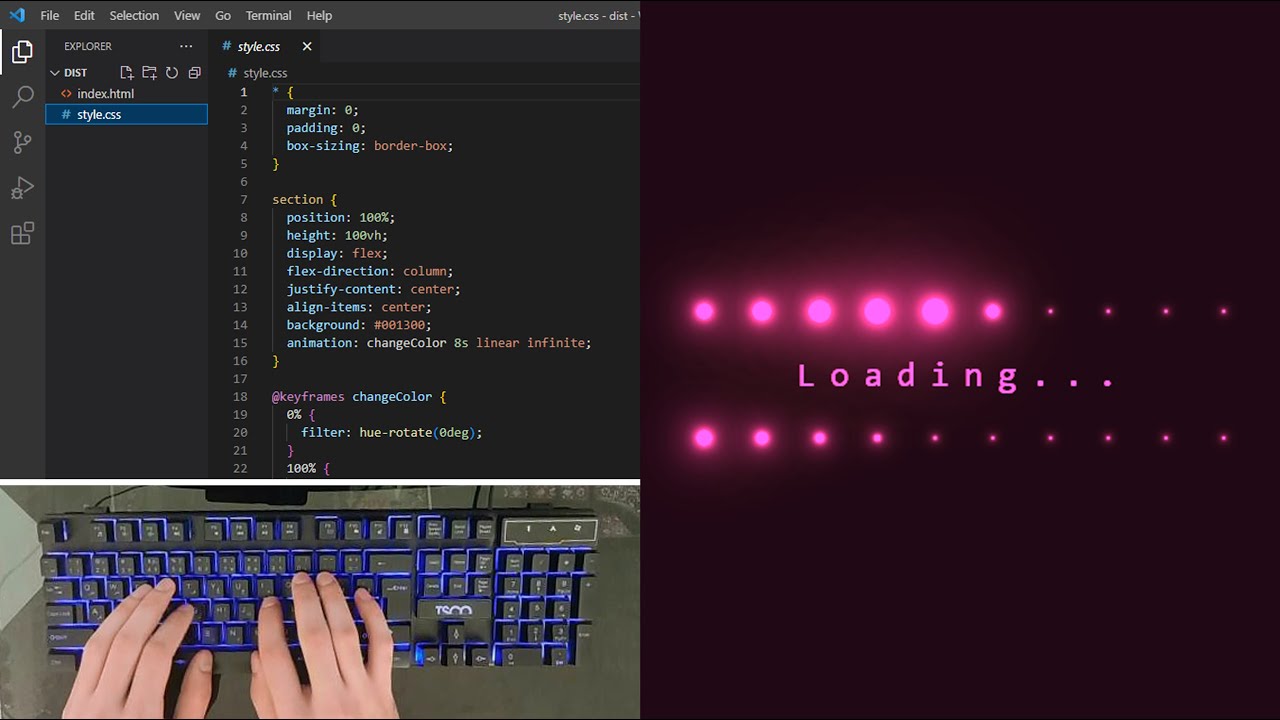 ASMR Programming - Glowing Loading Animation using Html CSS - No Talking