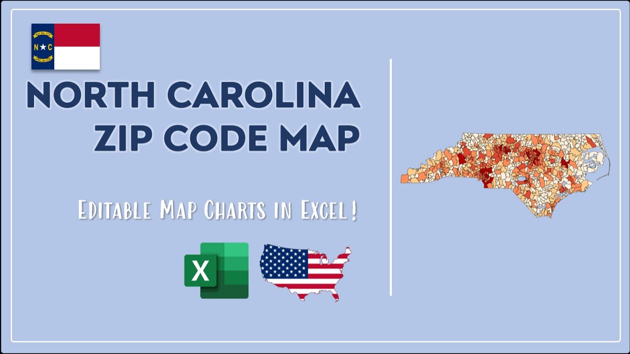 North Carolina Zip Code Map in Excel - Zip Codes List and Population Map