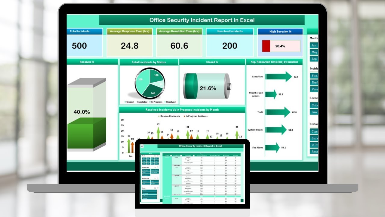 Office Security Incident Report in Excel