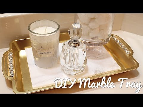DIY Gold Marble Tray - Dollar Tree
