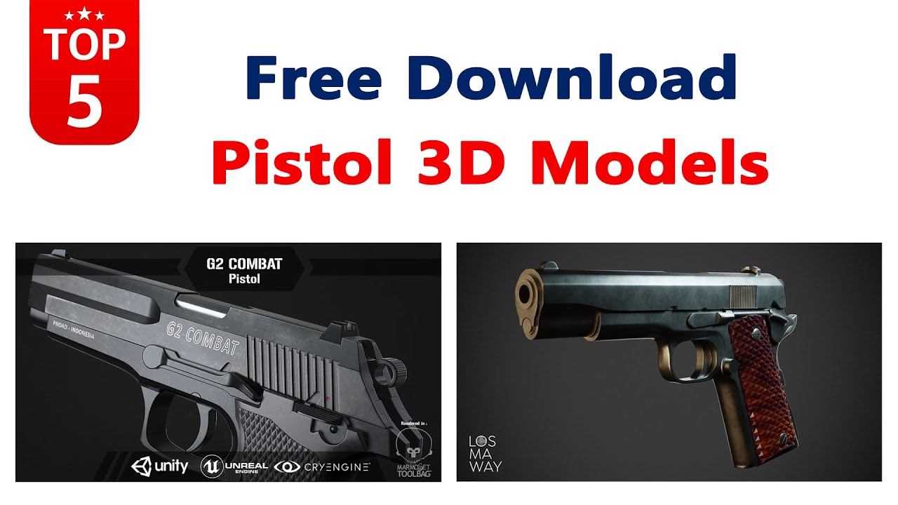 Best Free Blender Pistol 3D Models in 2024, Free Download Pistol 3D Model in 2024