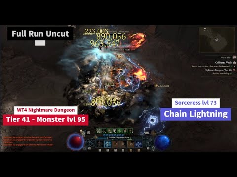 Lvl 50+ Build Sorceress Chain Lightning Season + Tier 41 ND done at lvl ...