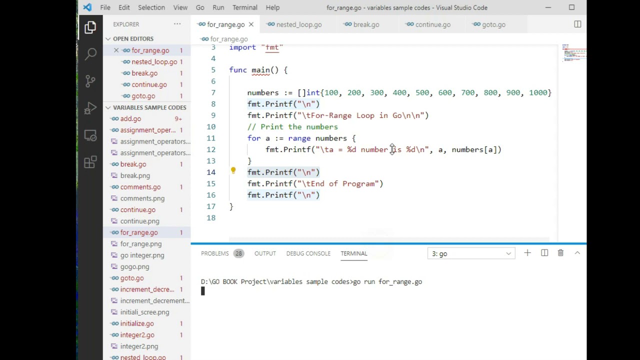 For Range Loop in Go