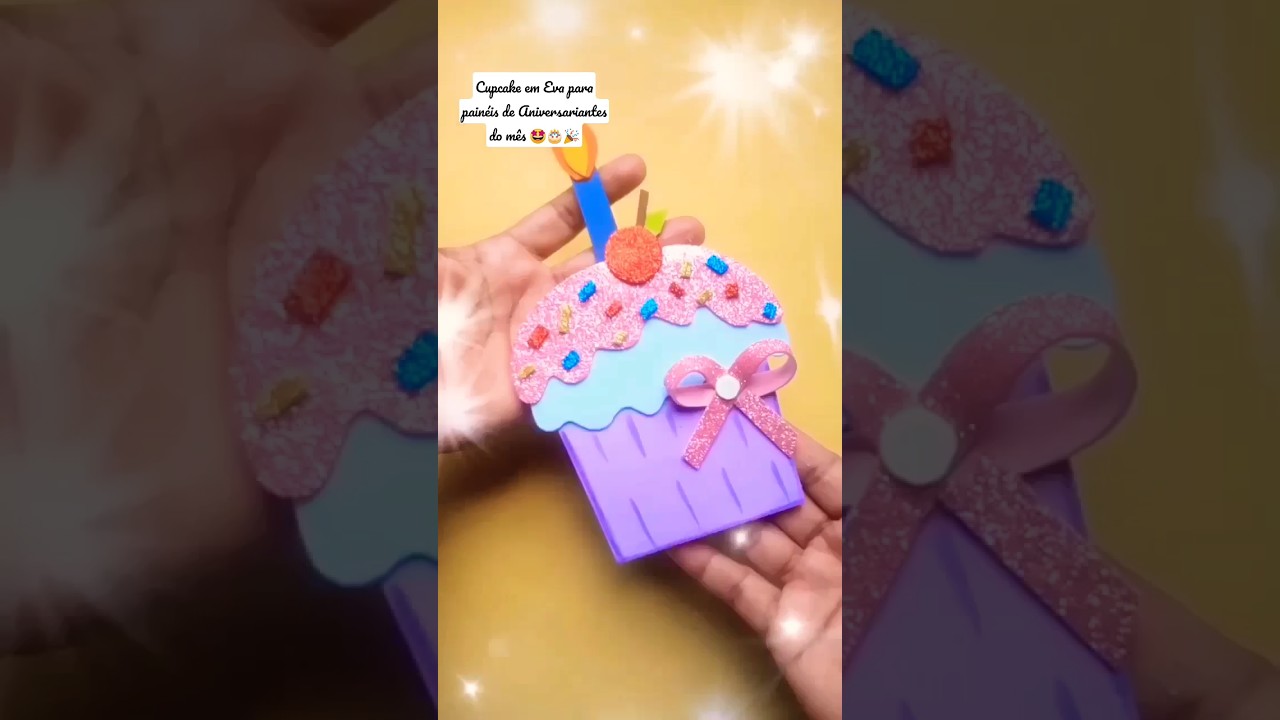 Cupcake em Eva para painéis de Aniversariantes do mês #youtubshortsvideo #shortsvideo #youtubeshorts