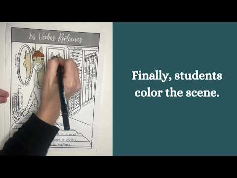 Reflexive Verbs Color & Writing Page