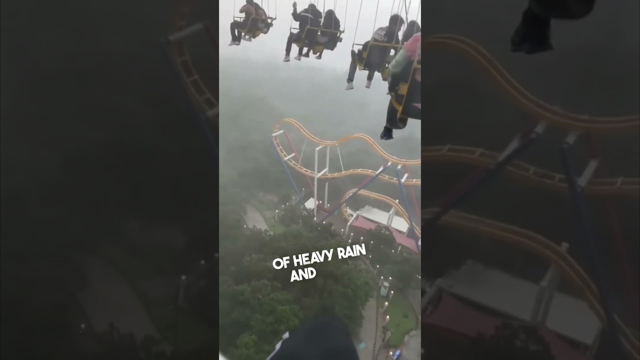 They got stuck on a theme park ride during a storm 😳